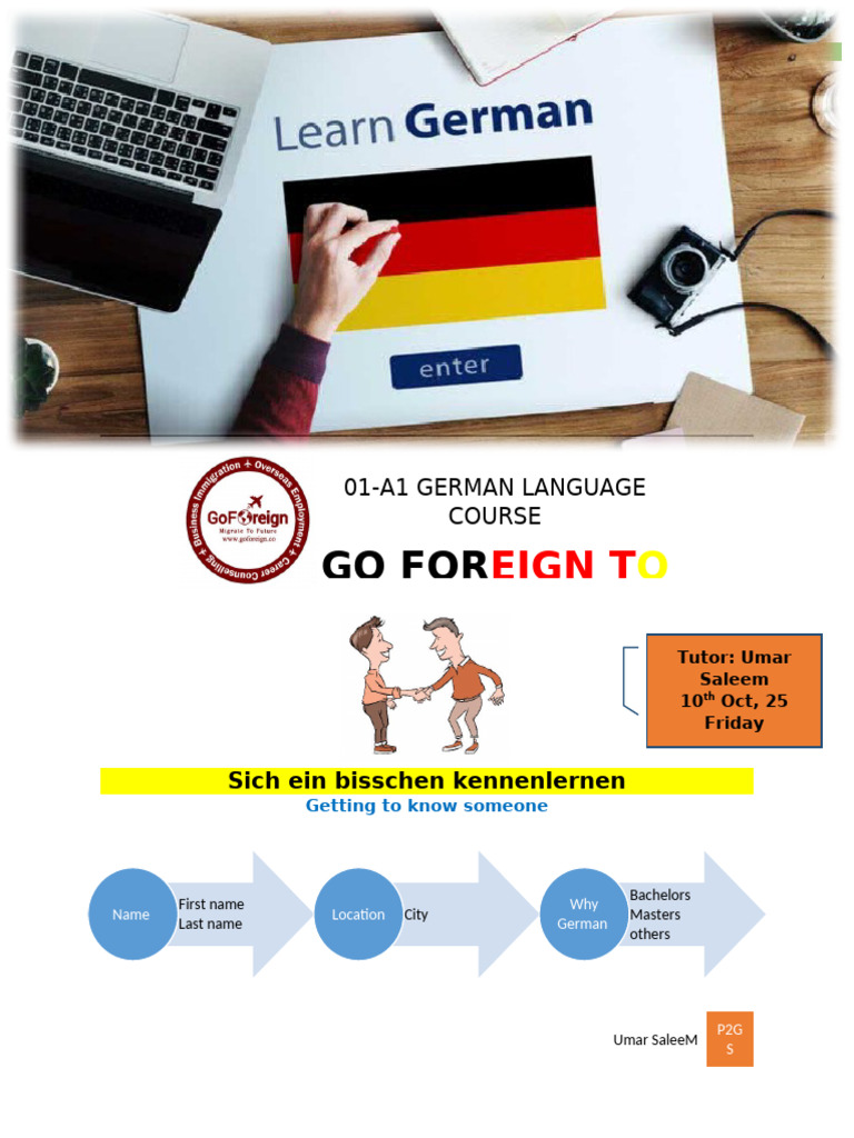 A1 German Language Lecture 1 - Copy | PDF | German Language | Human ...