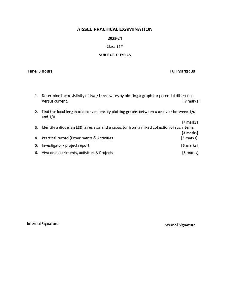 Cbse Practical 2024 Phy | PDF