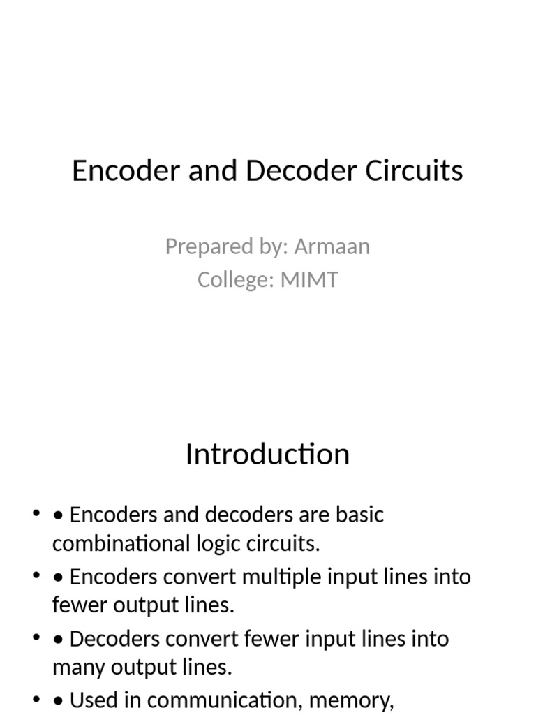 Encoder Decoder Circuit Updated PPT | PDF