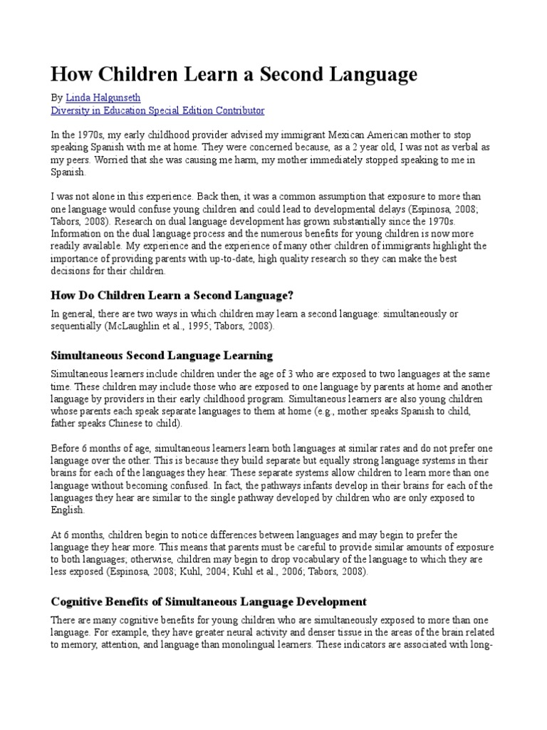 Understanding Children's Second Language Learning | PDF | Second ...
