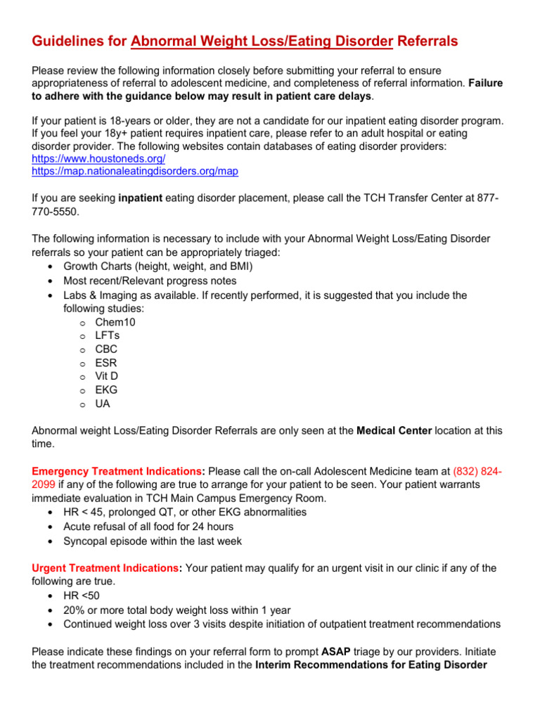 Abnormal Weight Loss - Eating Disorder Guidelines - May 2021 | PDF ...