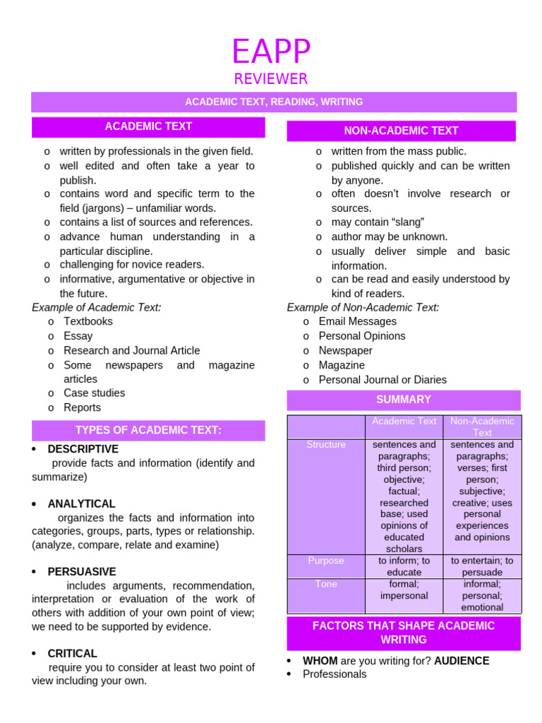 MIDTERM - EAPP | PDF | Reading Comprehension | Essays