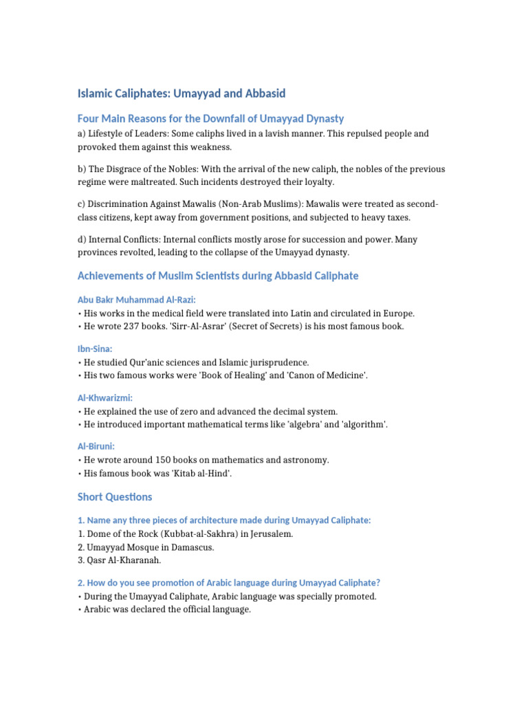 Umayyad and Abbasid Caliphates | PDF | Caliphate | Abrahamic Religions