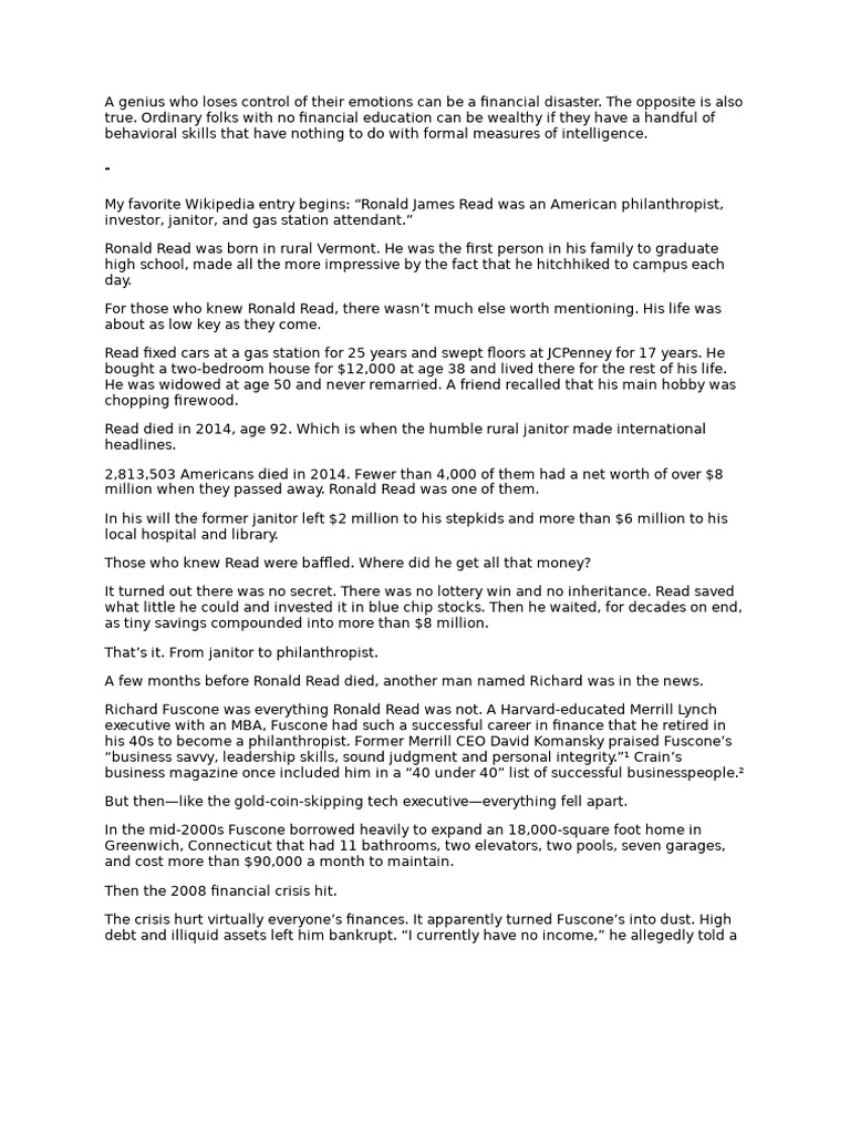 The Psychology of Money Explained | PDF | Financial Crises | Psychology