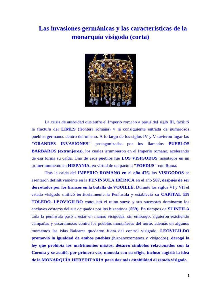 Las Invasiones Germánicas y Las Característicad de La Monarquía ...