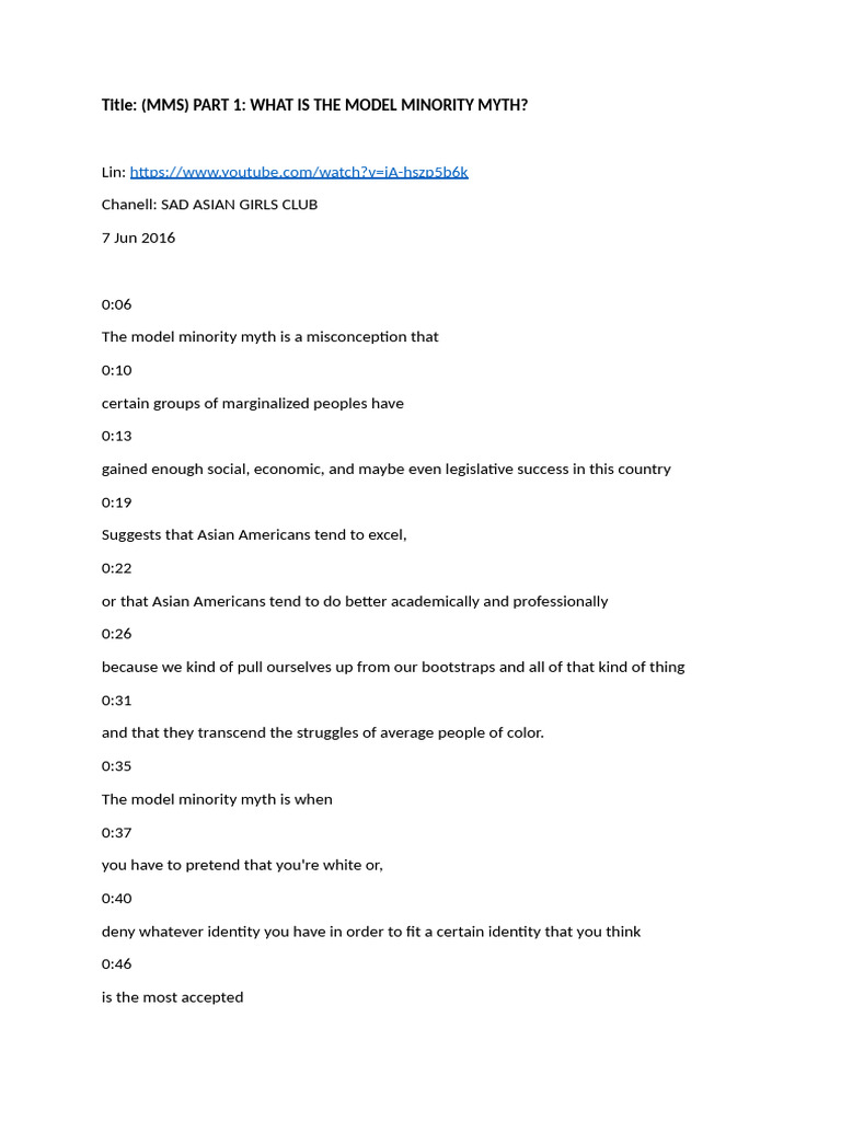 What Is The Model Minority Myth | PDF | Social Psychology