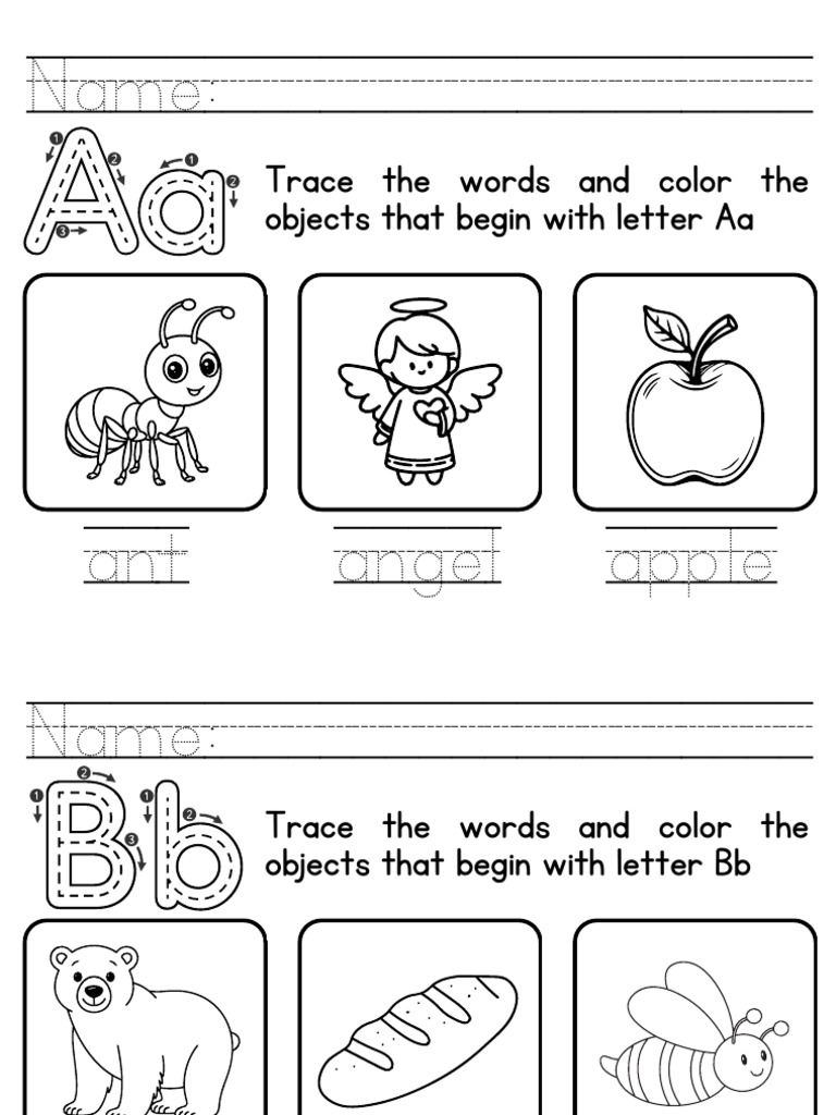 Alphabet Trace and Color Letters A-Z Handwriting Activity Worksheet in ...