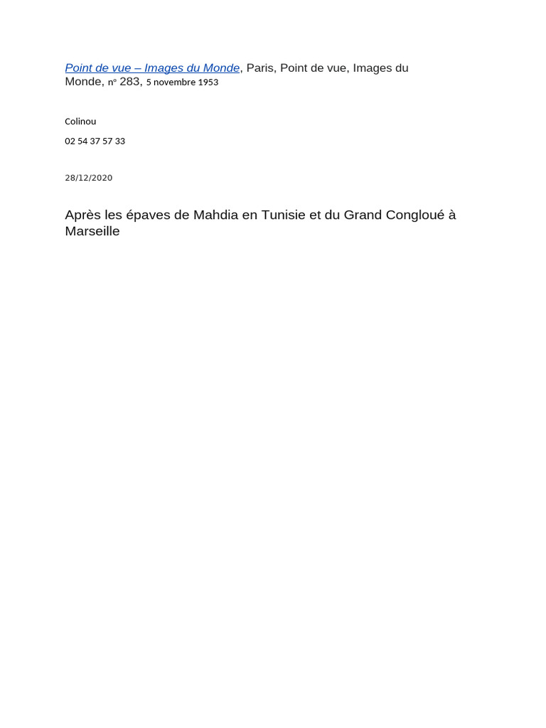 Épaves maritimes : Mahdia et Marseille | PDF
