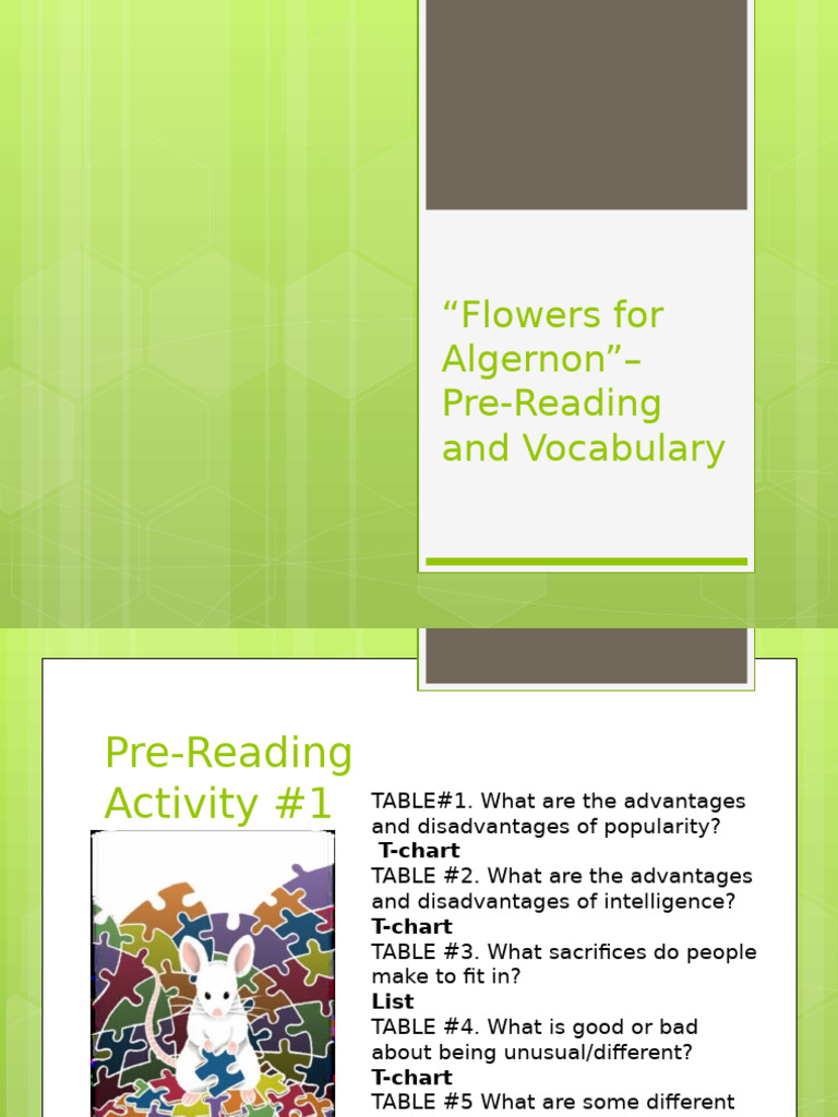 Flowers For Algernon | PDF | Cognitive Psychology | Learning