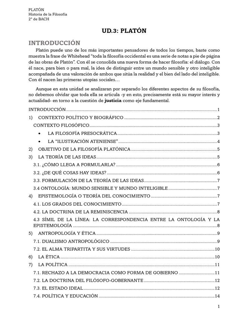 UD.3. Platón | PDF | Platón | Conocimiento