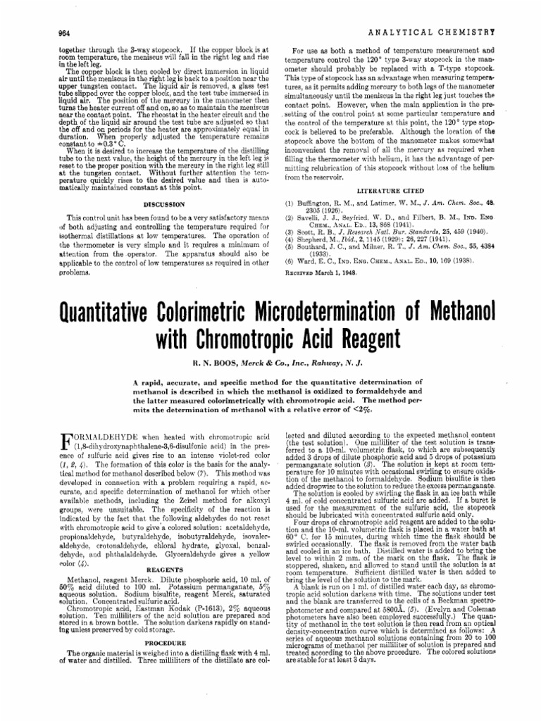 Quantitative Colorimetric Microdetermination of Methanol Metanol ...