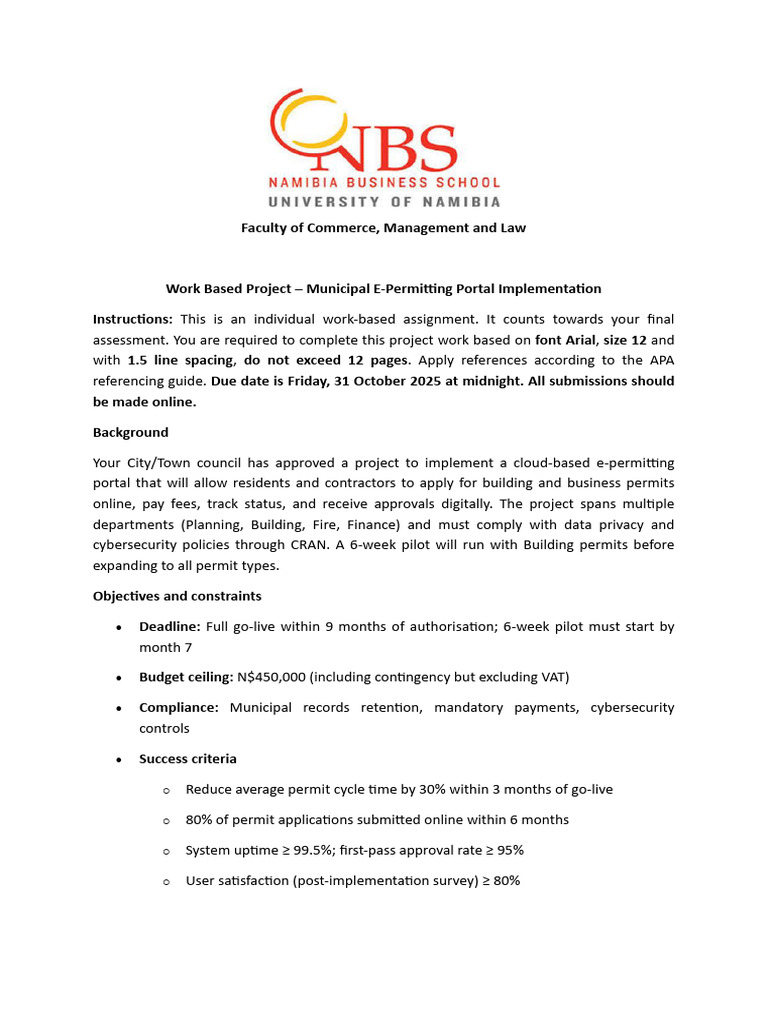 Work Based Project Summative Assessment25 NBS (1) | PDF | Business