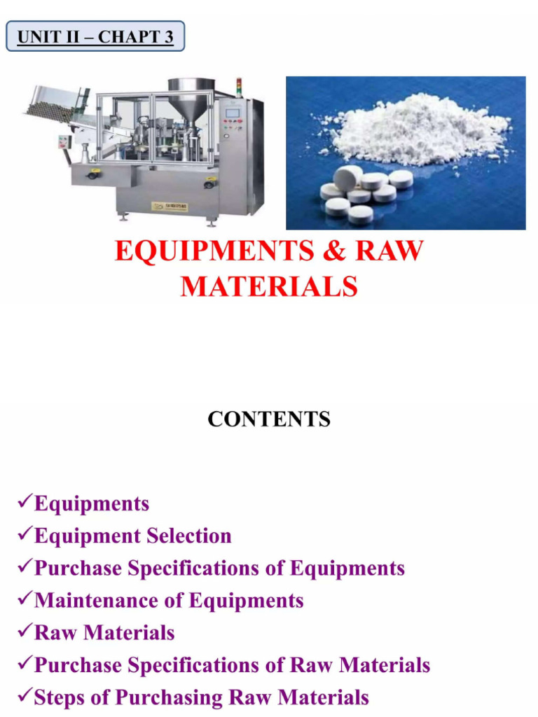 Equipments and Raw Materials | PDF