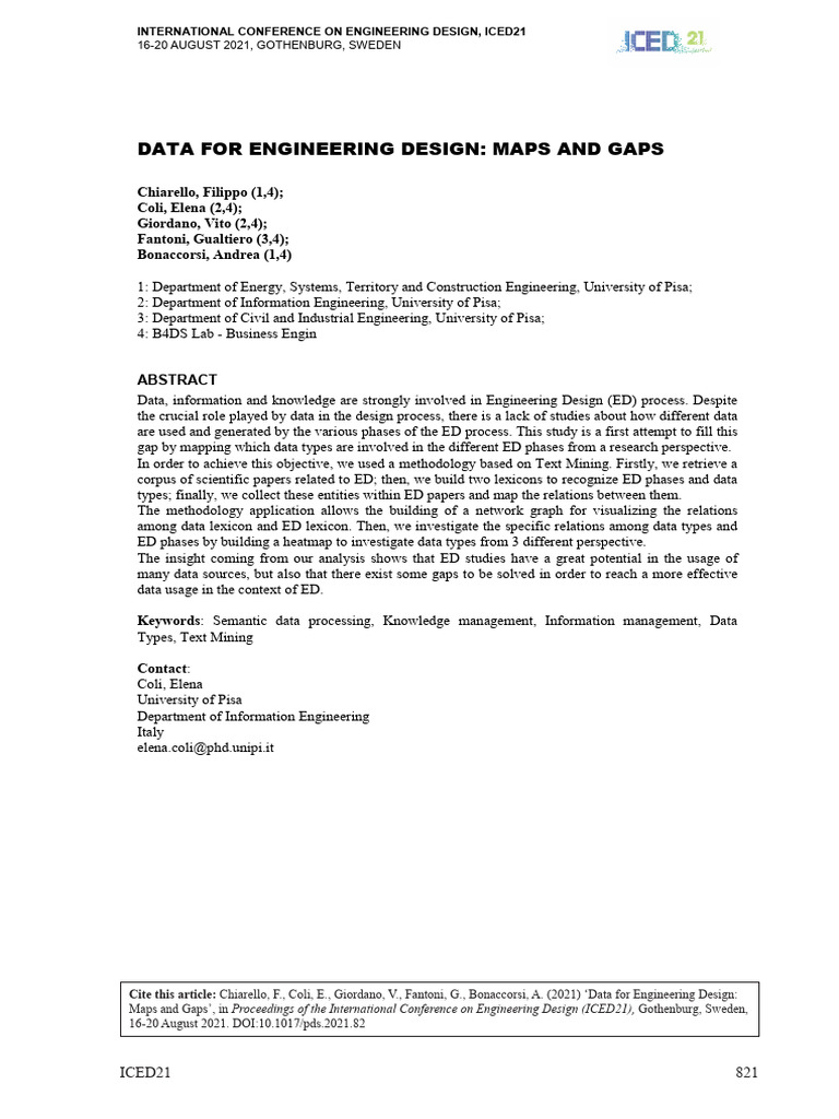 Data For Engineering Design Maps and Gaps | PDF | Data | Methodology