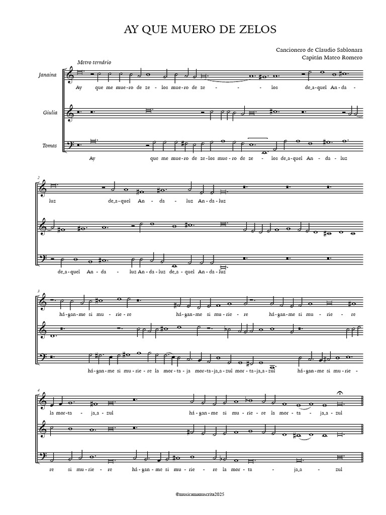 SABLONARA Ay Que Muero de Zelos | PDF