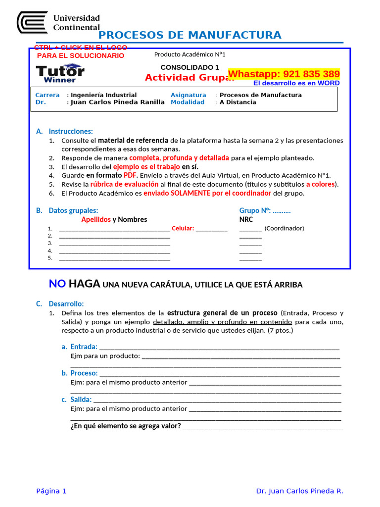 Tw-Procesos de Manufactura Pa1 Evaluacion - Consolidado - 1 (WSP + 51 ...