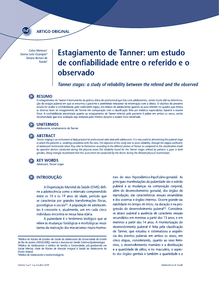 Classificação Tanner Para Puberdade | PDF