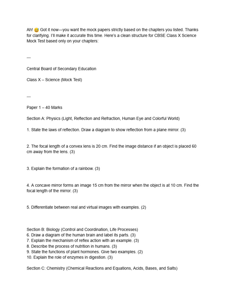 SCIENCE MOCK TEST SANKALP 50%-1 JDKDNDKDMKR | PDF | Sodium Hydroxide ...
