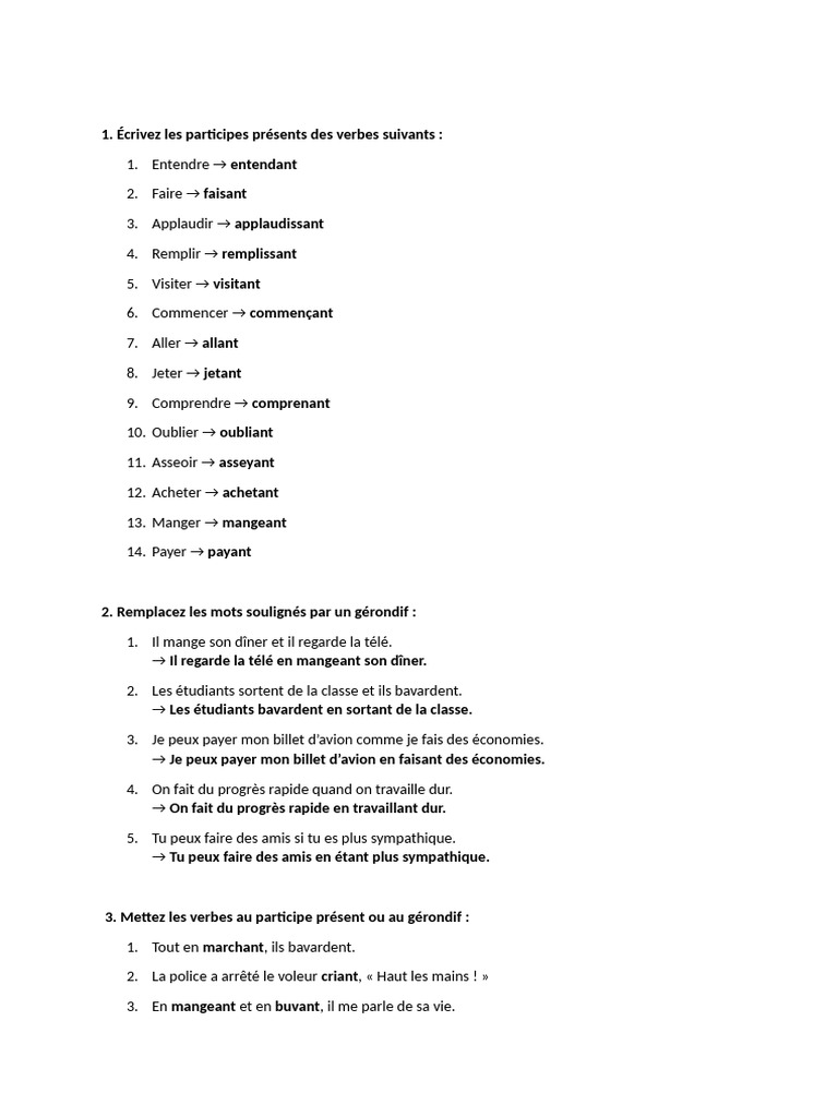 Ans Le Participe Present | PDF