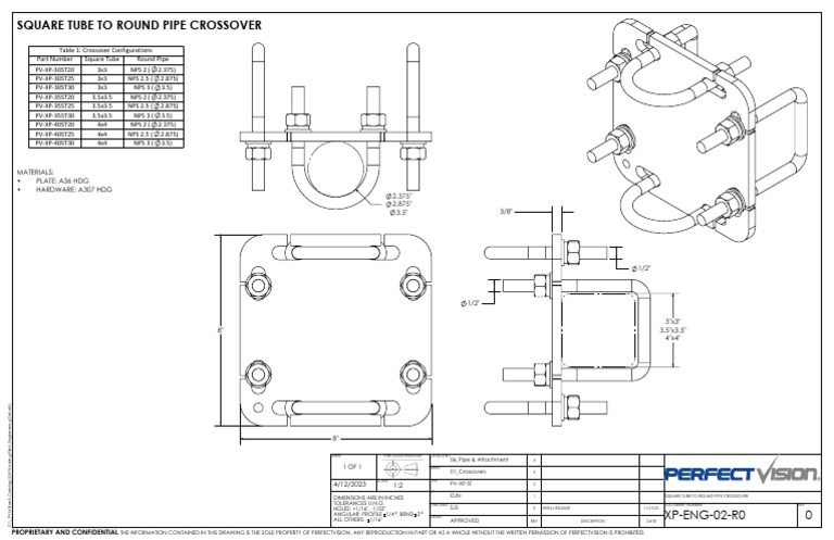 XP-EnG-02 - PV-XP-ST Square Tube Crossover Plate Engineering Detail ...