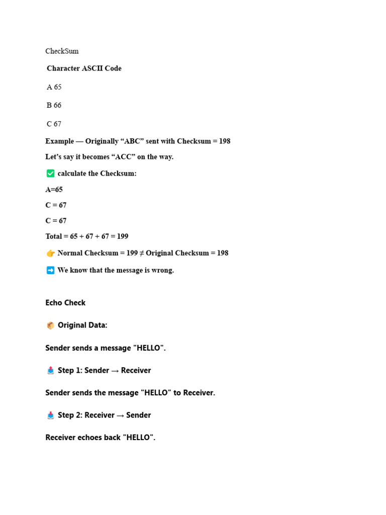 Checksum and Echo Check Explained | PDF