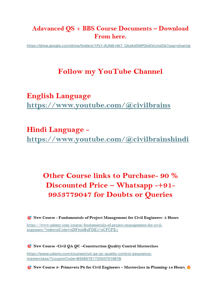 Advanced QS & BBS Course Materials Download | PDF