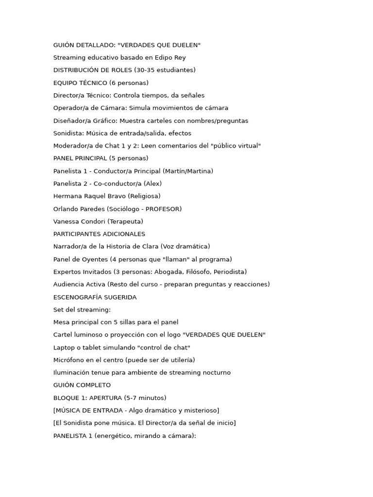 Guión Detallado Vene | PDF | Verdad | Amor