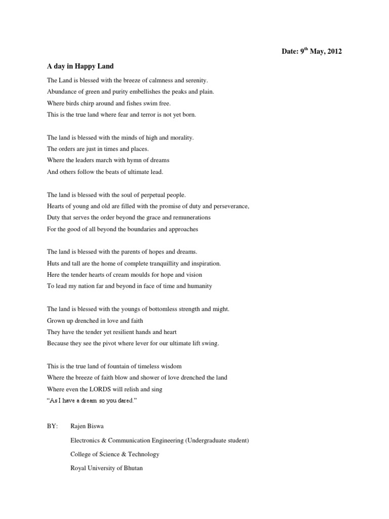 A Day in Happy Land: A Poetic Vision | PDF | Religion & Spirituality