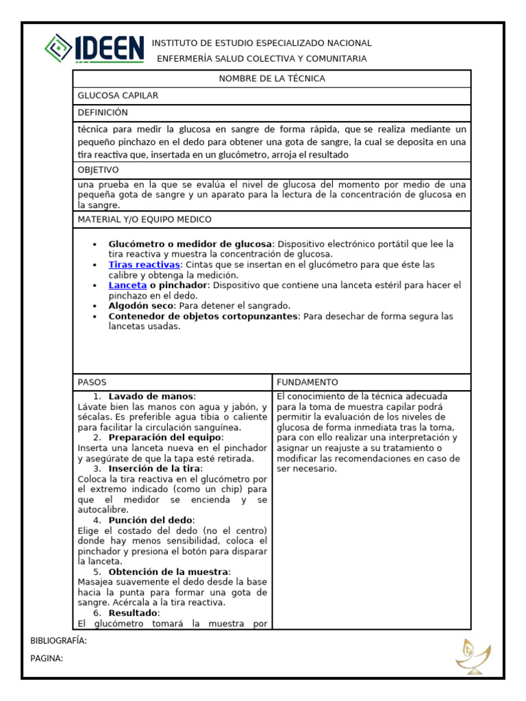 GUIA PARA TOMA DE GLUCOSA CAPILAR PASO A PASO | PDF | Medicina CLINICA