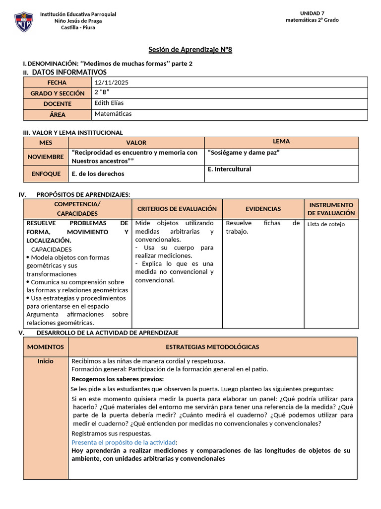 Ua7 Sa 8 Matematicas Ok | PDF | Aprendizaje | Salón de clases