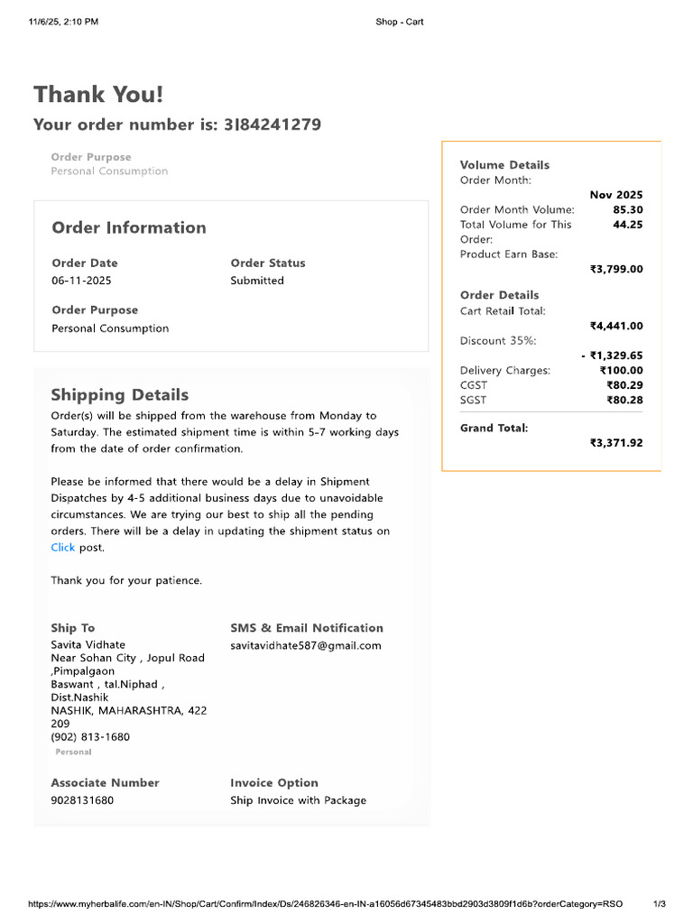 Savita Vidhate Nov 2025 Order | PDF