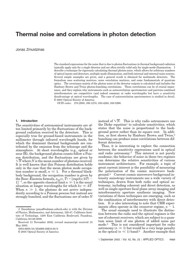 2003 Thermal Noise and Correlations in Photon Detection Zmuidzinas ...