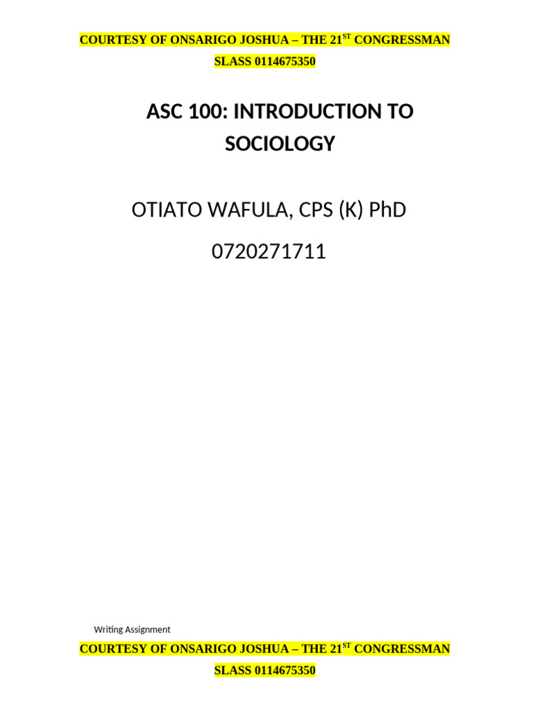 Asc 100 Notes by Onsarigo Joshua -n the 21st Congressman Slass | PDF ...