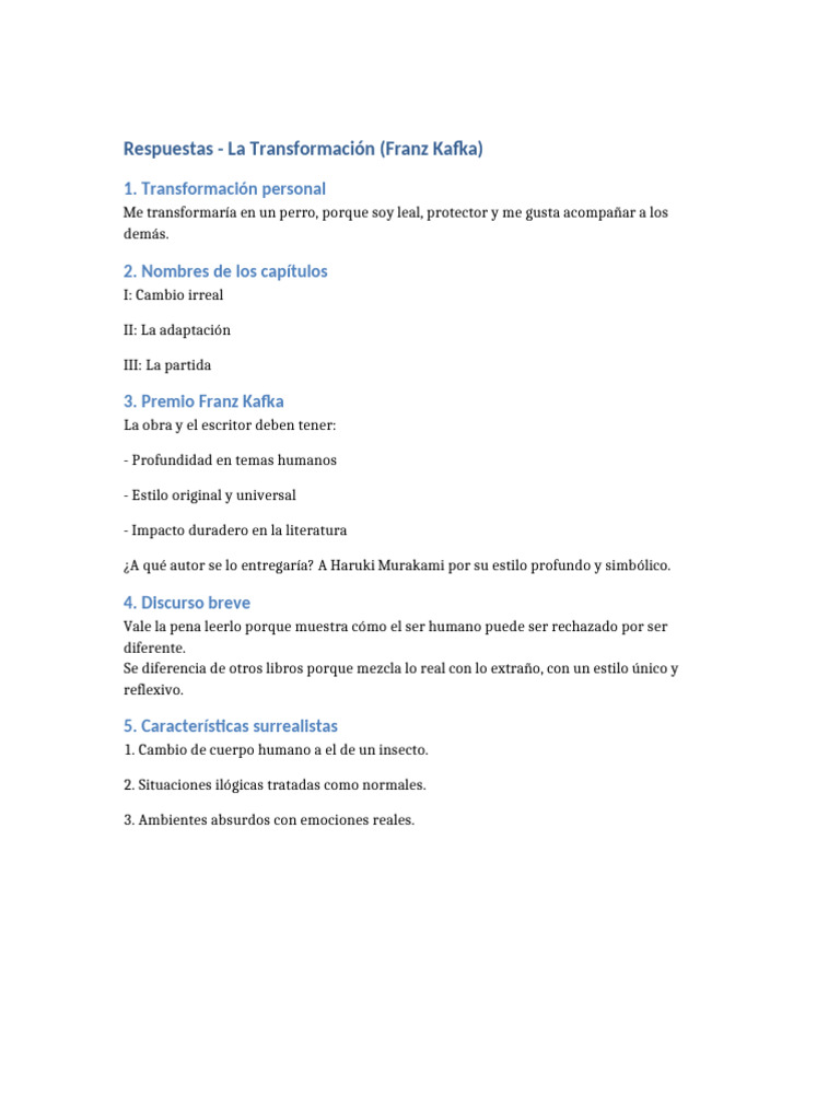 Respuestas La Transformacion | PDF