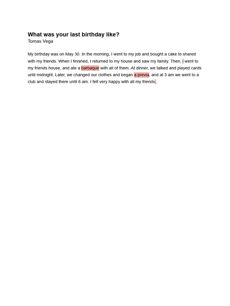 What Was Your Last Birthday Like | PDF