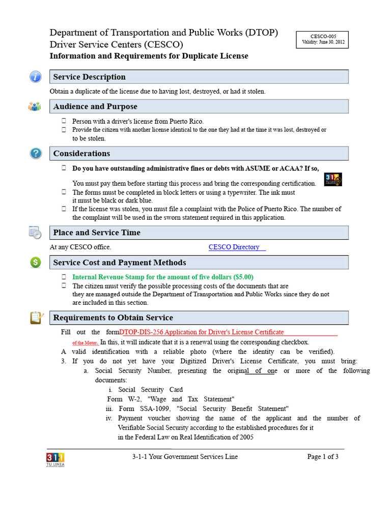 CESCO-005-Information and Requirements For Duplicate License | PDF ...