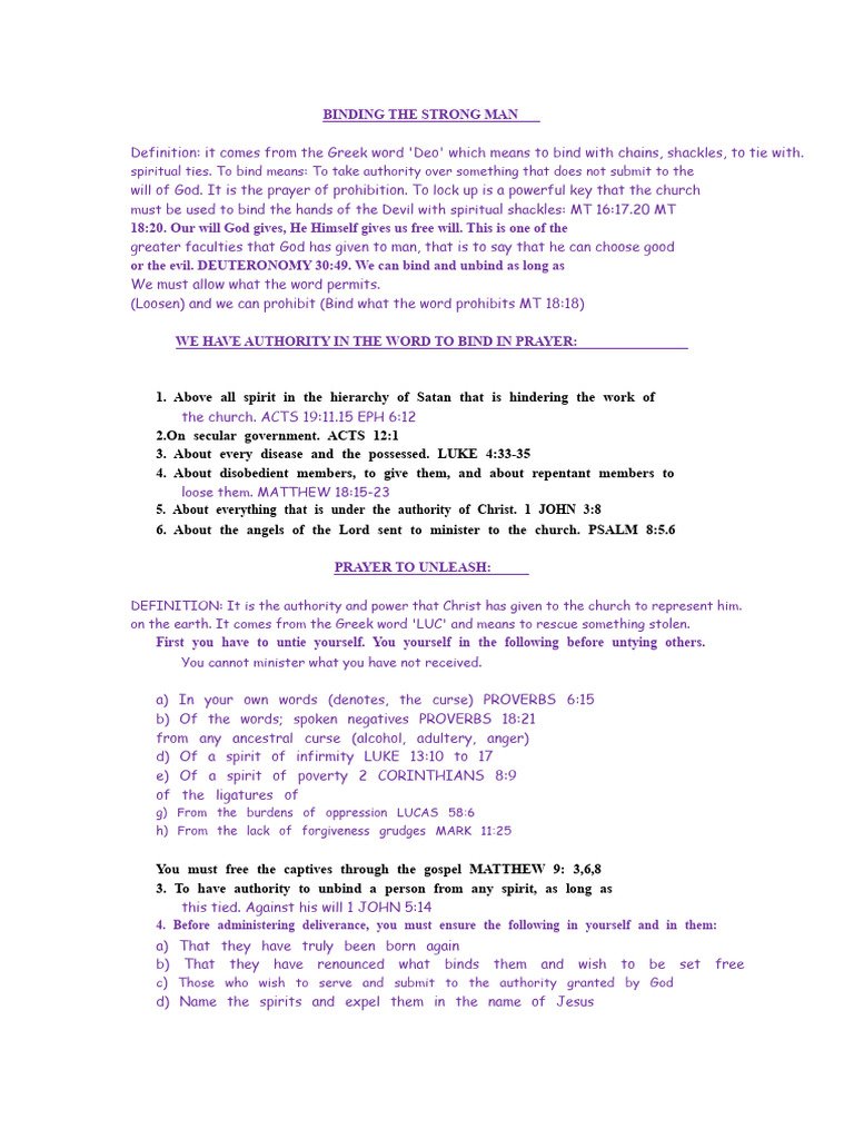 Binding The Strong Man | PDF | Jesus | Satan