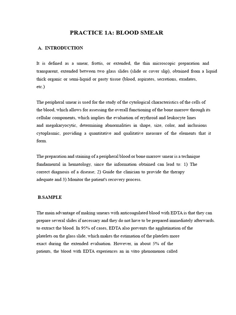Blood Smear Preparation and Staining Guide | PDF | Staining | White ...
