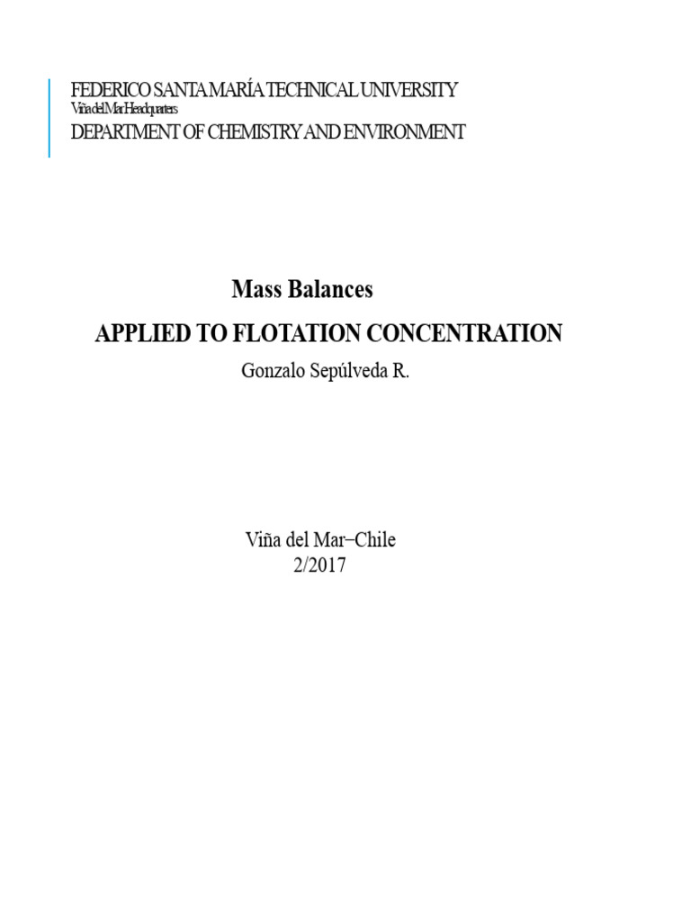 Mass Balances in Flotation Concentration | PDF