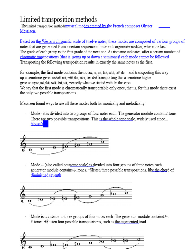 Limited Transposition Modes - Messiaen | PDF | Scale (Music) | Mode (Music)