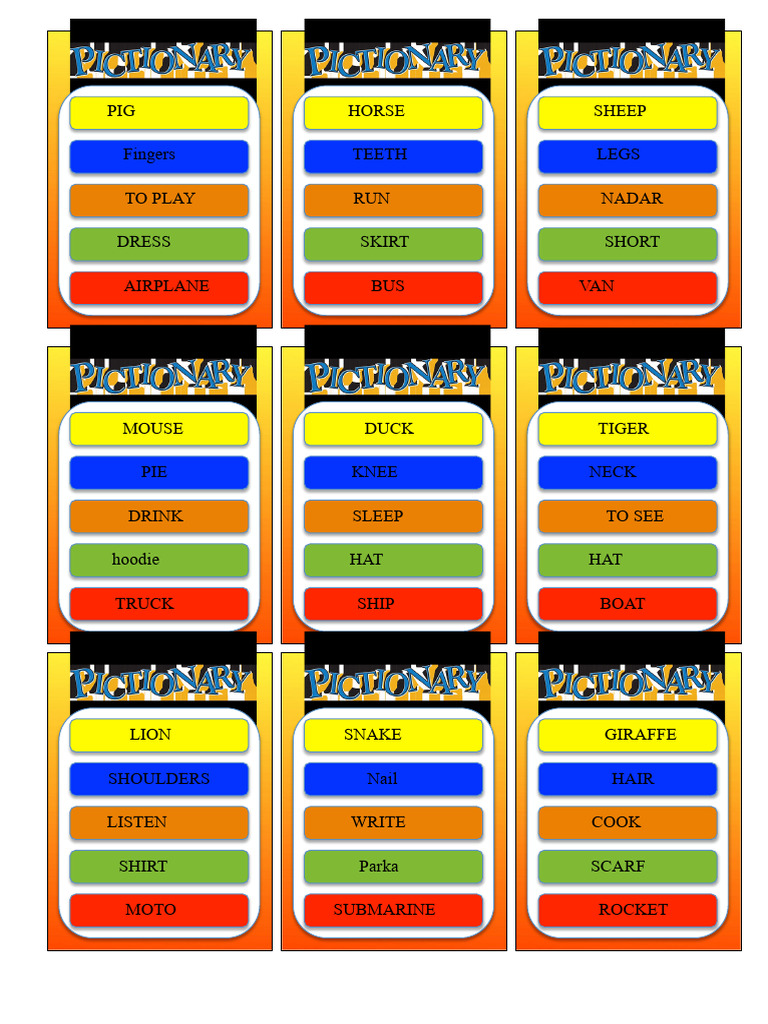 Pictionary Cards | PDF