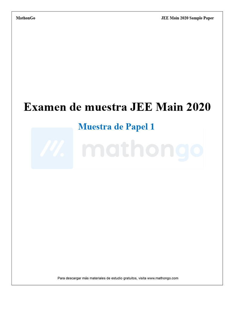 Jee Main Mock Test 01 Mathongo | PDF