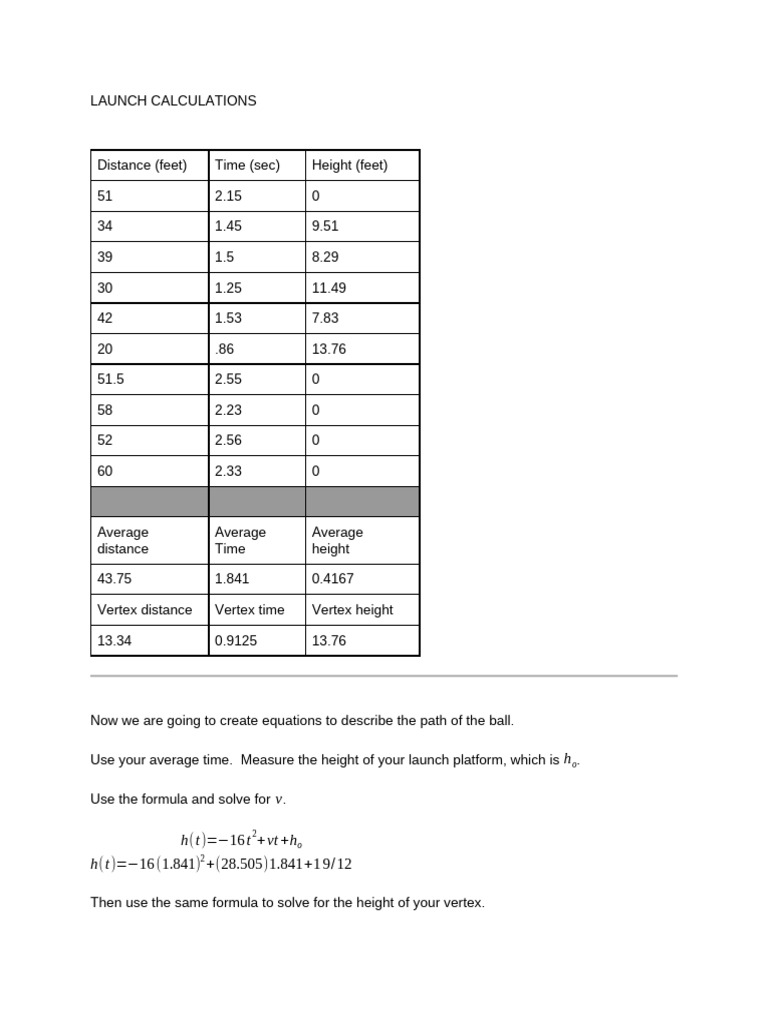Ace Emma Marcus and Mayans Launch Calculations | PDF