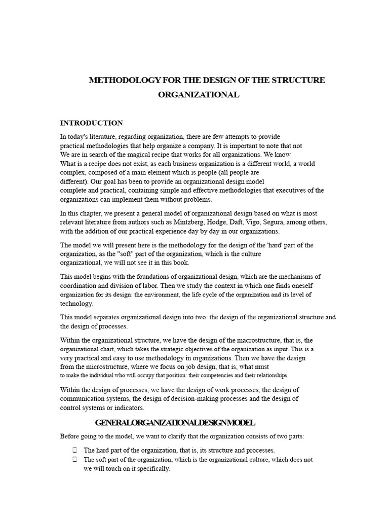 Methodology For Designing The Organizational Structure | PDF ...