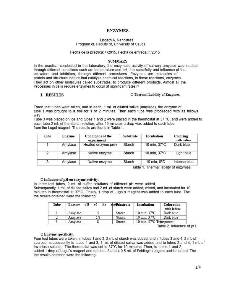 Enzymes, Salivary Amylase. | PDF | Enzyme | Chemical Substances