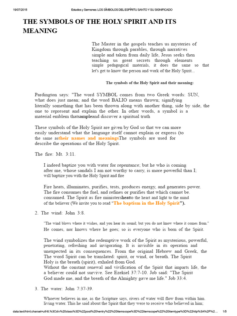 Studies and Sermons - The Symbols of The Holy Spirit and Their Meaning ...