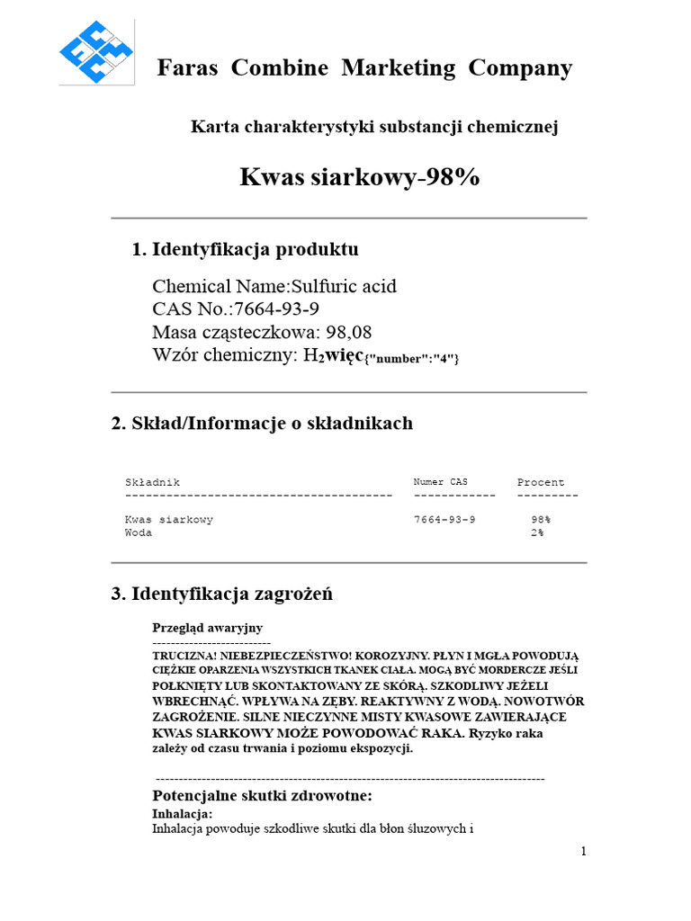 H2so4 MSDS | PDF