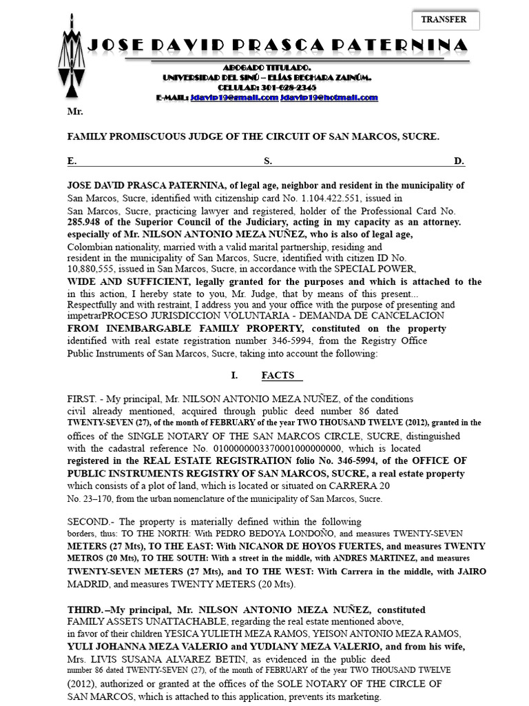 Demand For Cancellation of Non-Attachable Family Assets | PDF ...