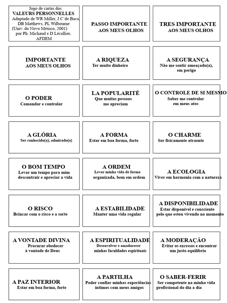 10.jogo-de-cartas-dos-valores-pessoais | PDF | Amor | Vida