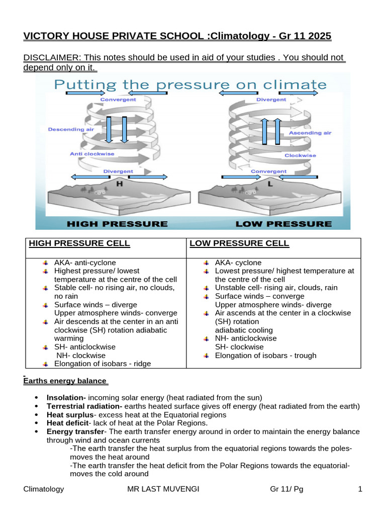 Gr 11 Climatology Study Guide 2025 | PDF | Atmospheric Circulation | Wound